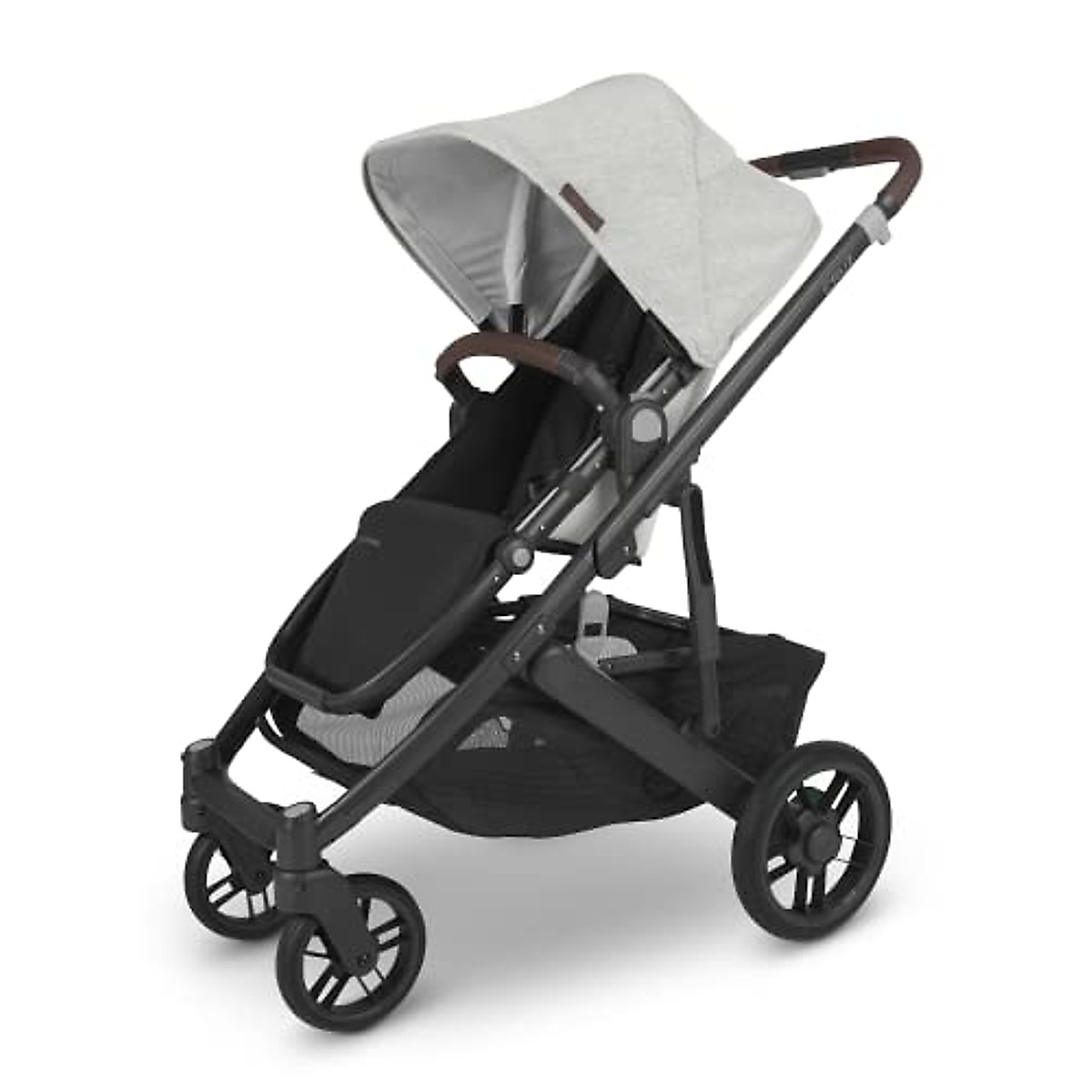 Cruz V2 Stroller - Anthony (White and Grey Chenille/Carbon/Chestnut Leather) + MESA V2 Infant Car Seat - Jake (Charcoal)