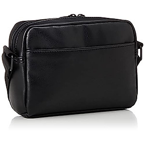 KANGOL(カンゴール) Kanol Logo Patch Leatherette Synthetic Leather Horizontal Style, Black (Black 19-3911tcx)