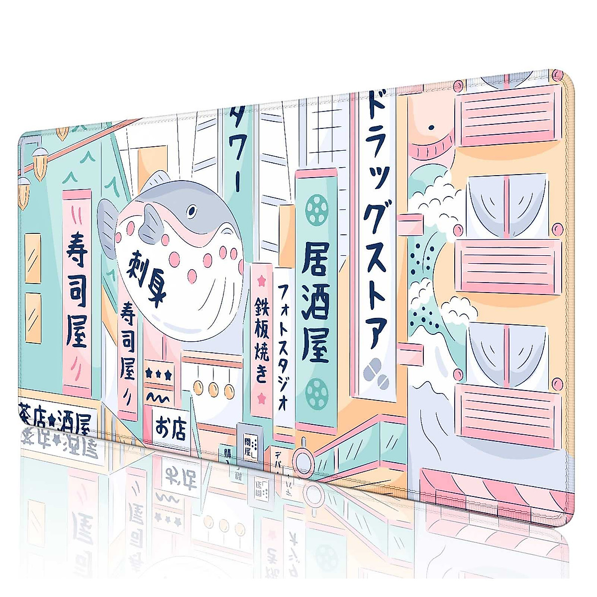 SXCKANG Cute Japanese Street Desk Mat XL, Pink Tokyo Street Mousepad Kawaii, Extra Large Gaming Mouse Pad, XXL Anime Aesthetics Scenery Deskmat, Full Desk Mouse Pad- 35.4 x 15.7 Inch