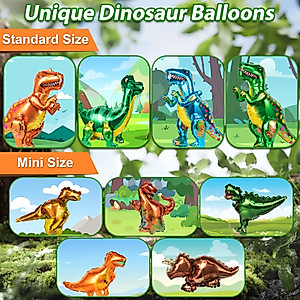 HJINGY Dinosaur Party Decorations, Dinosaur Birthday Party Supplies for kids Include Dinosaur Foil Balloons, HAPPY BIRTHDAY Banner, Cake Toppers, Plates, Napkins, Curtains&Customized Tablecloth