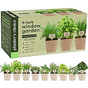 Window Herb Garden - Indoor 9 Herb Starter Kit - Unique Gardening Gifts for Women & Men, Mom, Her - Kitchen Windowsill Growing Kit - Grow 9 Plants - Best Unusual Birthday Christmas Gift for Cooking