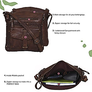 Real Leather Crossbody Purses for Women -Medium Size Flap Pocket Adjustable Strap, Soft Leather Women's Shoulder Handbags