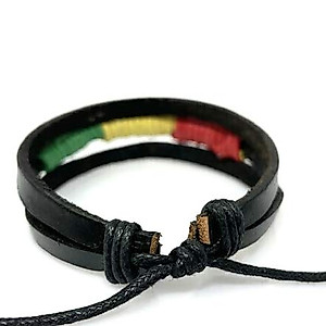 Exotic & Trendy Jewelry, Books and More Rasta Bracelet Cowry Shell Bracelet Cowrie Shell Bracelet Leather Bracelet (Rasta)