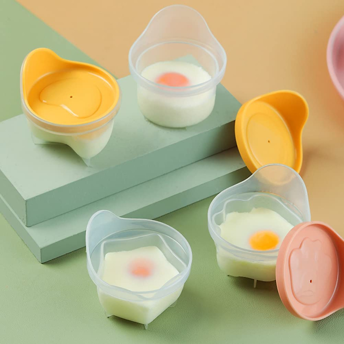 HEMOTON 4pcs Children Steamed Egg Mold Donut Mold Ice Cubes Chocolate Silicone Cupcake Egg Tart Molds Pancake Poaching Rings Diy Mold Pudding Jars Pudding Containers Self Made Pp Baby Mug
