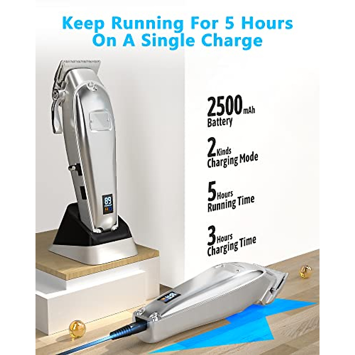 oneisall Dog Grooming Clippers for Thick Heavy Coats,2 Speed Cordless Hair Trimmers with Metal Blade Grooming Kit for Pets Dogs Cats Animals