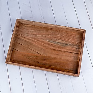 Samhita Acacia Wood Serving Tray with Handles,Wooden Serving Tray, Snack Tray, Breakfast Tray, Great for, Breakfast, Coffee Tables, Homes, Restaurant|Size- 15" x 10" x 1.6"