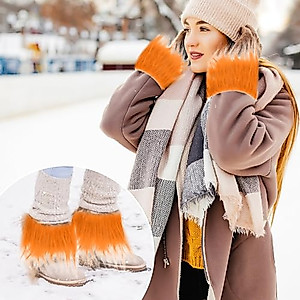 Lusofie 1Pc Shaggy Plush Faux Fur Fabric Precut Strips 4x100inch Orange Fur Fluffy Fuzzy Craft Fur for Gnomes Beard Santa Claus Hair Dwarf Cosplay Costume DIY Craft Decoration (Orange)