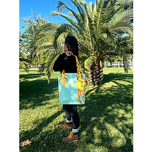 Giraffe Gifts for Women - Funny Giraffe Decor - Giraffe Lover Gift Bag for Women - Canvas Reusable Large Halloween Tote Bag for Grocery Shopping Beach - Book Tote Bag - Teacher Tote (Green - Giraffe)