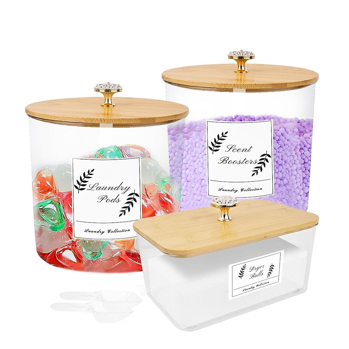 RoleDes 3 Pack Laundry Pods Containers Dryer Sheet Holder, Laundry Room Organization and Storage Containers with Lids and Labels for Laundry Powder Containers Detergent Dispenser Jars Organizer