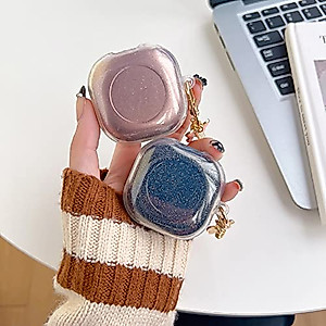 AOLABOKY Earphone Case for Samsung Galaxy Buds Live/Buds pro/Buds 2/Buds2 pro Charging Box,Beautiful Butterfly Shiny Transparent Headset Protective case with Keychain (Pink)