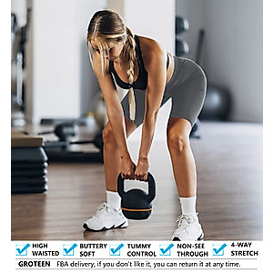 GROTEEN High Waisted Biker Shorts with Pockets for Women Yoga Workout Tummy Control Gym Running Shorts Leggings (XX-Large, Gray)