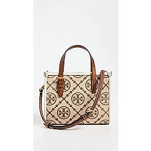 Tory Burch Women's T Monogram Jacquard Mini Tote, Hazel/New Ivory, Tan, Print, One Size