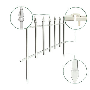 Thealyn Metal Decorative Garden Fence 22" Wide x 18" High (5 Panels, Total Length 9.17 feet), Metal Border Folding Fence, Landscape Fencing for Flower Bed, Yard, Animal Barrier