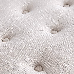 HUIMO Button-Tufted Bench for End of Bed, Entryway Bench with Upholstered Linen Fabric, Ottoman Bench for Living Room,Dining Bench for Kitchen(Beige)