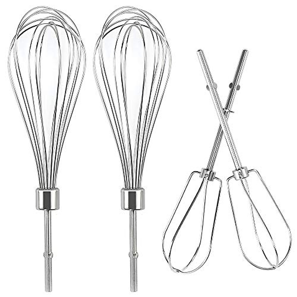 Cenipar W10490648&KHMPW- KHM2B W10490648 Hand Mixer Turbo Beaters(2 Pack) & KHMPW Stainless Steel Pro Whisk(2 Pack) Fit for KHM512BM KHMPW KHM2B