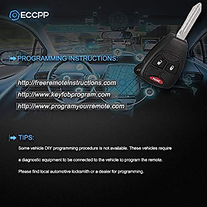 ECCPP OHT692713AA 2X Replacement fit for Uncut Keyless Entry Remote Control Car Key Fob (only Shell Case) for C hrysler for D odge for J eep Series OHT692713AA OHT692427AA OHT692714A M3N5WY72XX