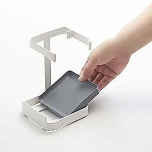 Yamazaki Home Ladle Holder-Lid Stand For Utensils In Kitchen,, Steel, Water Resistant, No Assembly Req., White