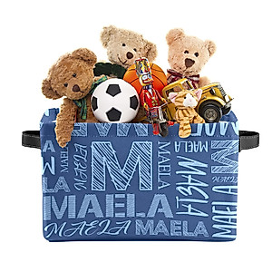 ZAACUSTOM Foldable Personalized Toy Box for Boys Girls with Name Waterproof Kids Custom Storage Bin Baskets Cube Boxes Organizer with Handles for Organizing Shelf Closet, 1 Pack