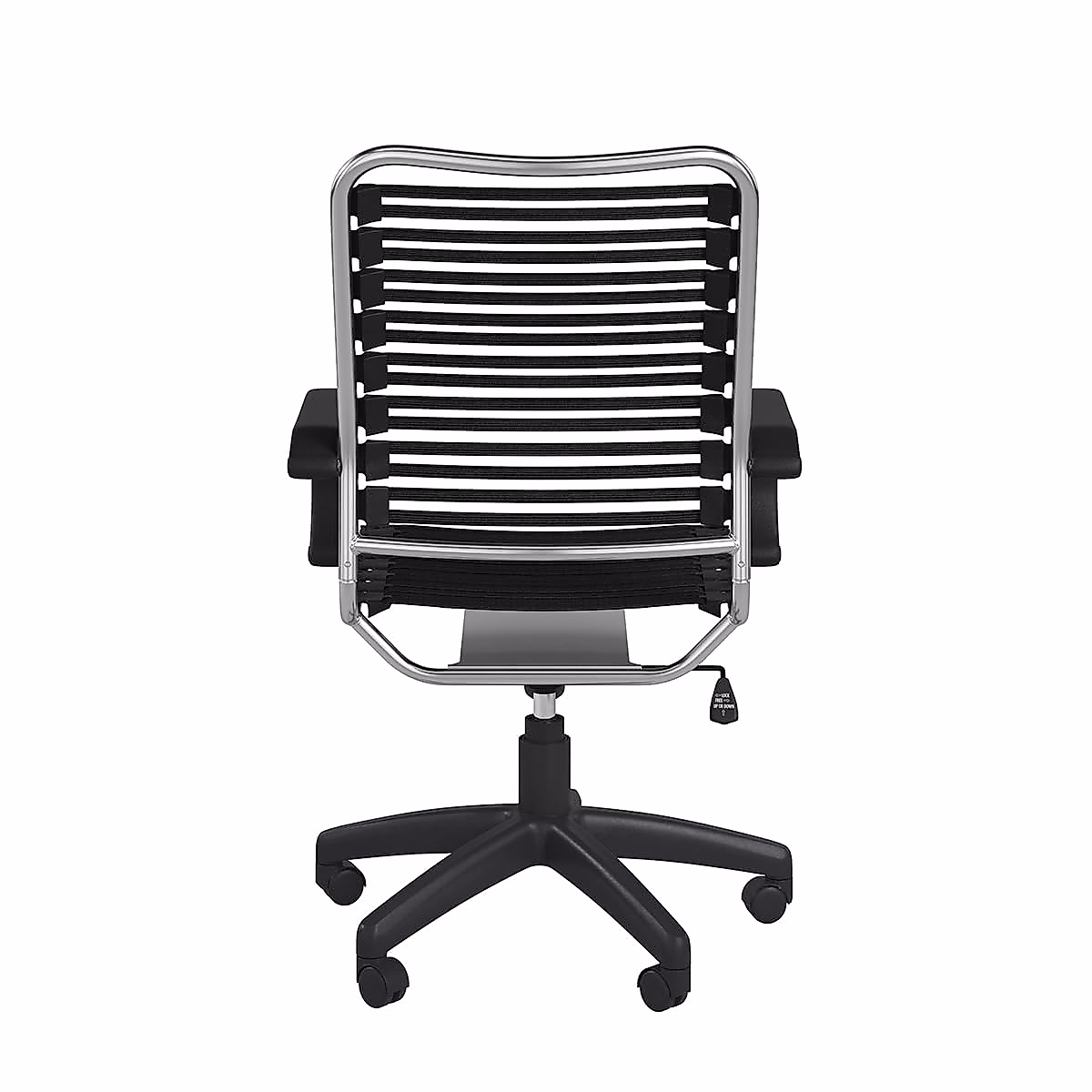 Euro Style Black Bungie/Aluminum Allison Rolling Office Chair - Modern High Back Adjustable Desk Chair with Wheels/Armrests for Work, Study, Gaming