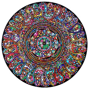 Bgraamiens Puzzle-Mandala Petals-1000 Pieces Round Puzzle Color Challenge Jigsaw Puzzles for Adults and Kids(Mandala Petals)