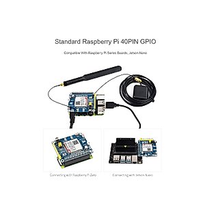 4G / 3G / GNSS HAT Module for Raspberry Pi Zero/Zero W/Zero WH/2B/3B/3B+/4B/Jetson Nano, Based on SIM7600A-H , 4G Communication and GNSS Positioning Module Support LTE CAT4 up to 150Mbps