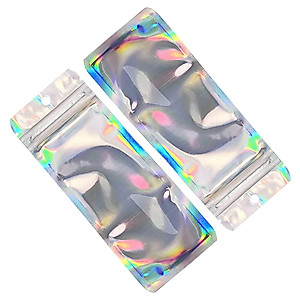 MITOB 100 Pack Clear Mylar Bags 2.36x5.9 inch Resealable Zipper Self Seal Clear Plastic Aluminum Foil Bag Flat Heat Sealable Small Food Storage Bags for Party Favor Pouch with Tear Notch Hang Hole