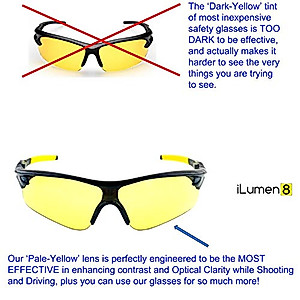iLumen8 BEST Shooting Glasses UV Blacklight Yellow Vision Safety Eye protection