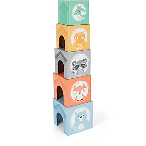 Pastel Animals Stacking Tower by Small Foot – Nesting and Stacking Cups – Building Blocks Develop Fine Motor Skills – Classic 10 Piece Educational Game for Toddlers – Ages 12+ Months