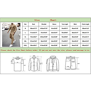 Men's Tracksuit Long Sleeve Round Neck Sweatshirts Tops Pants Set Two Piece Sweatsuits Outfits Sports Suit(Khaki,X-Large)