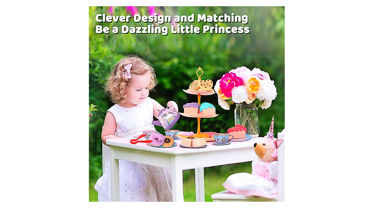 Unicorn Princess Tea Party Set for Girls - 55Pcs Pretend Play