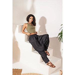 Elephant Cotton Pants for Women Gypsy Clothes for Women Pajama Harem Pants Women Bloom Pants, Black - Sacred Spirits, One Size