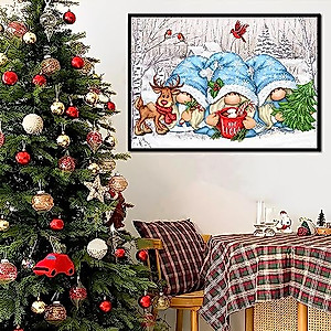 cupmod Christmas Diamond Painting Kits for Adults,Gnome Diamond Art Kits for Adults,5D DIY Full Drill Xmas Gnome Diamond Dots Kits Crystal Rainstone Gem Art for Home Wall Decor 12x16inch