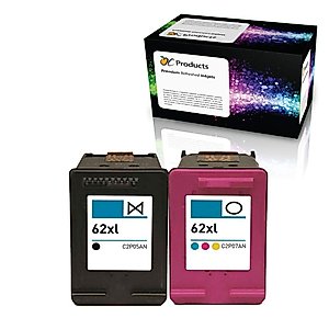 OCProducts Remanufactured Ink Cartridge Replacement for HP 62XL for HP Officejet 5742 5740 8040 Envy 5540 5640 5660 7640 Printers (1 Black 1 Color)