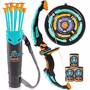 JOYIN Kids Bow and Arrow Set, LED Light Up Archery Toy Set with 9 Suction Cup Arrows, Target & Arrow Case, Indoor and Outdoor Hunting Play Gift Toys for Kids, Boys & Girls Ages 3-12
