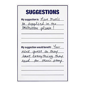 Best Paper Greetings 100-Sheet Bulk Suggestion Box Cards, 4 x 6 Blank Refill Forms for Customer Feedback, Comment, Benefits, Improvement for Small Businesses Supplies, Restaurants, Church, School