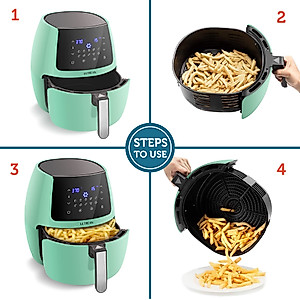 Ultrean 5.8 Quart Air Fryer, Large Family Size Electric Hot Air Fryers Oilless Cooker with 10 Presets, Digital LCD Touch Screen, Nonstick Basket, 1700W, UL Listed (Green)