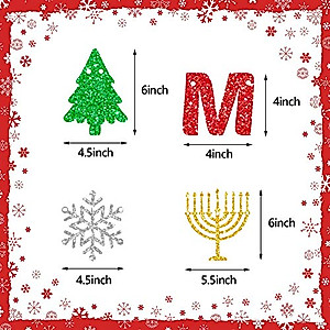 Merry Chrismukkah Banner Glitter Christmas Hanukkah Mixed Banner Christmas Banner Hanukkah Banner Christmas Decor Xmas Party Decorations Chanukah Festival Party Supplies…