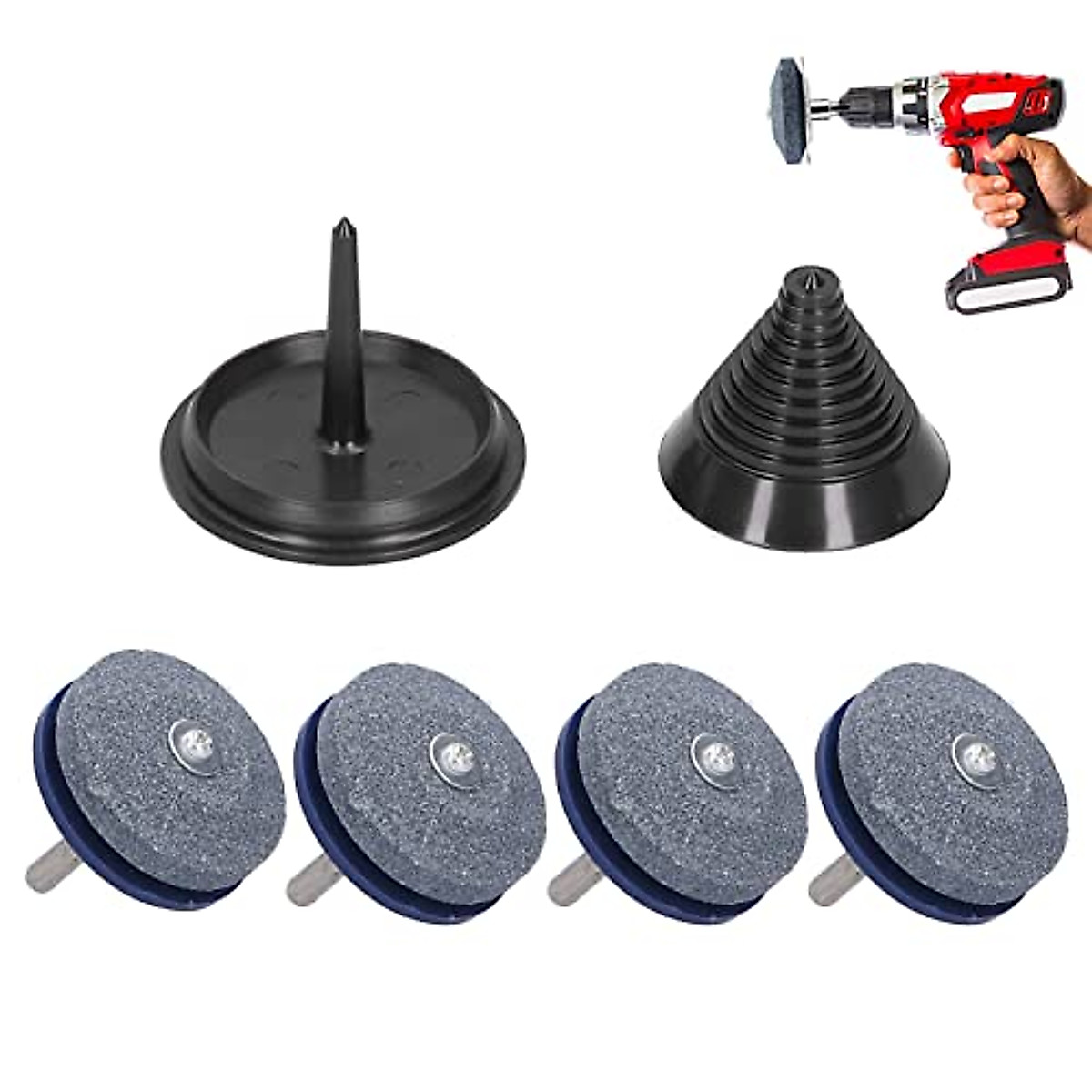 4Pcs Lawn Mower Blade Sharpener with Balancer Power Device Universal Rotating Lawnmower Sharpen Grindstone Garden Accessories