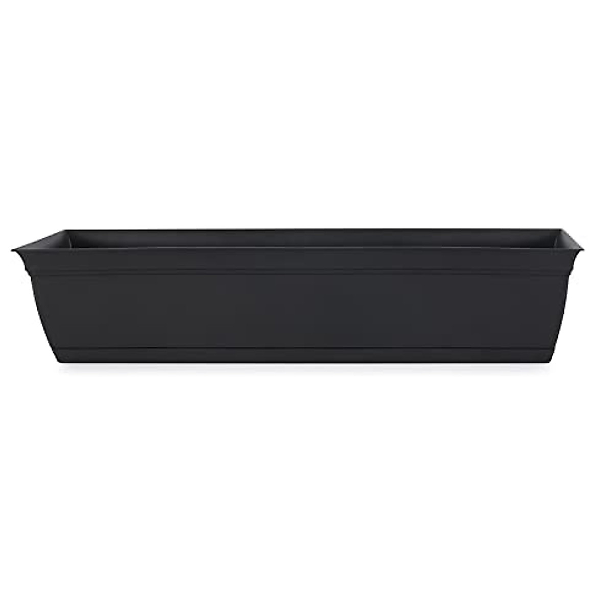 The HC Companies 30 Inch Eclipse Window Planter - Indoor Outdoor Rectangular Plant Pot with Removable Saucer for Flowers, Herbs, Black