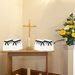50 Set Funeral Favors Memorial Tealight Candles Unscented Candles Memorial Candles with Bowknots Funeral Ribbons and Organza Bags for Guest Condolence Bereavement Funeral Decor, Black and White