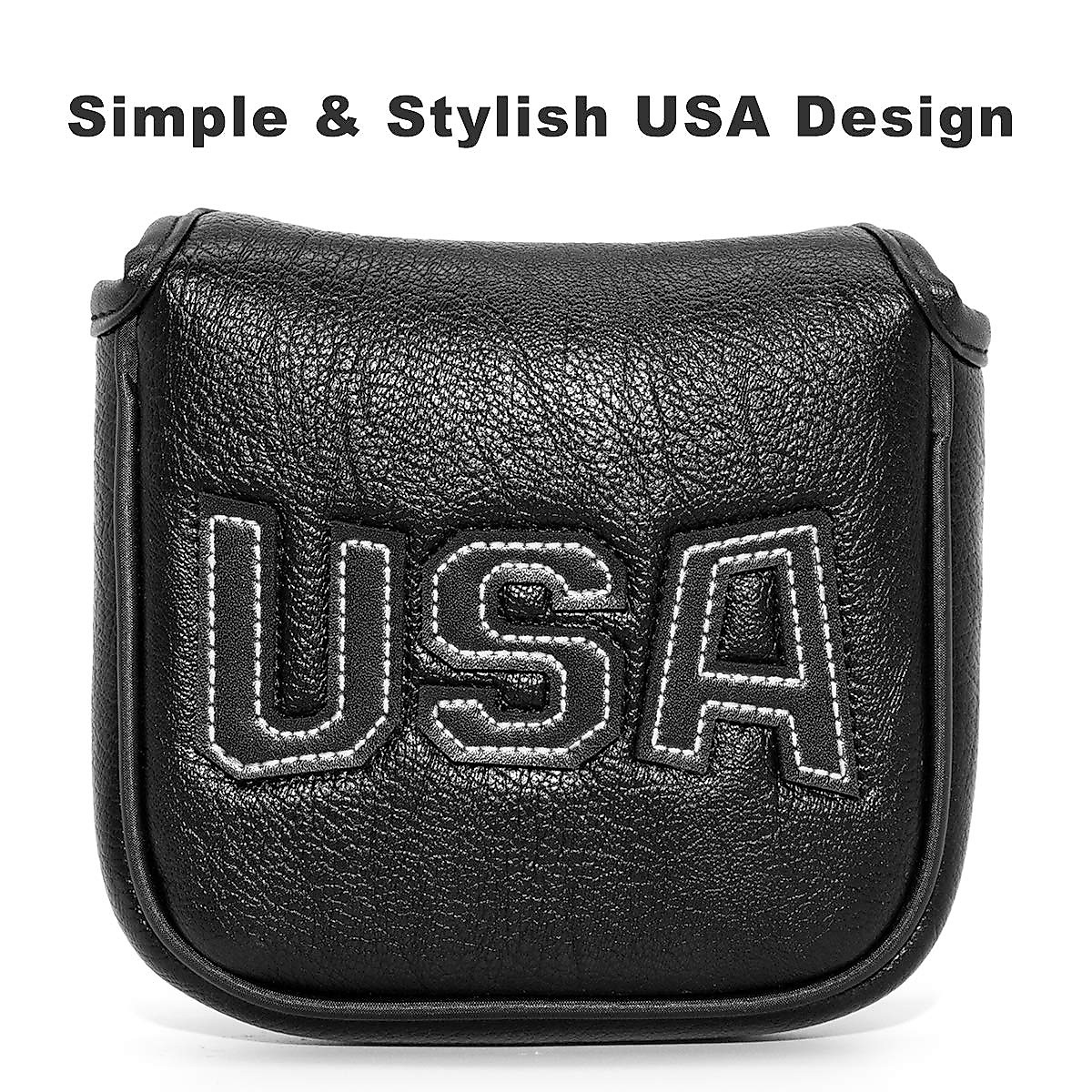 Golf Putter Cover, Putter Headcovers Golf Club Head Covers Putter Headcover for Blade Leather Golf Mallet Putter Head Covers with Magnetic for All Brands USA Style