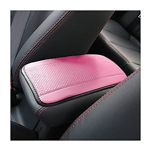 Auto Center Console Pad, PU Leather Car Armrest Seat Box Cover, Waterproof Non Slip Soft Armrest Box Cushion Protector, Car Accessories for Women Men, Universal for SUV, Truck, Van (Pink)