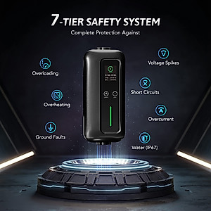 Level 2 & Level 1 EV Charger, 16Amp 110-240V Portable J1772 Electric Car Charger with NEMA 6-20 & NEMA 5-15 Adapter, Plug-in EV Charging Station with Adjustable Amp Delayed Timer 25ft Long Cord, Black