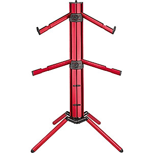 K&M Konig & Meyer 18860.000.36 Spider Pro Keyboard Stand | Height & Depth Adjustment For 2 Keyboards | Extendable Arms | Mic Boom Thread | Cable Clamp | Folds For Travel German Made Red Aluminum
