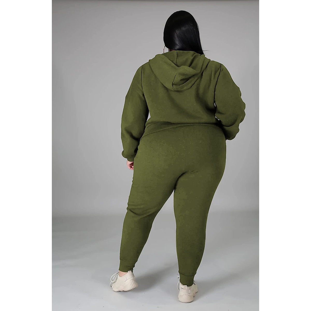 Tycorwd Women's Plus Size Two Piece Outfits Sweatsuits Sets Long Sleeve Loungewear Tracksuit Sets Dark green-3XL