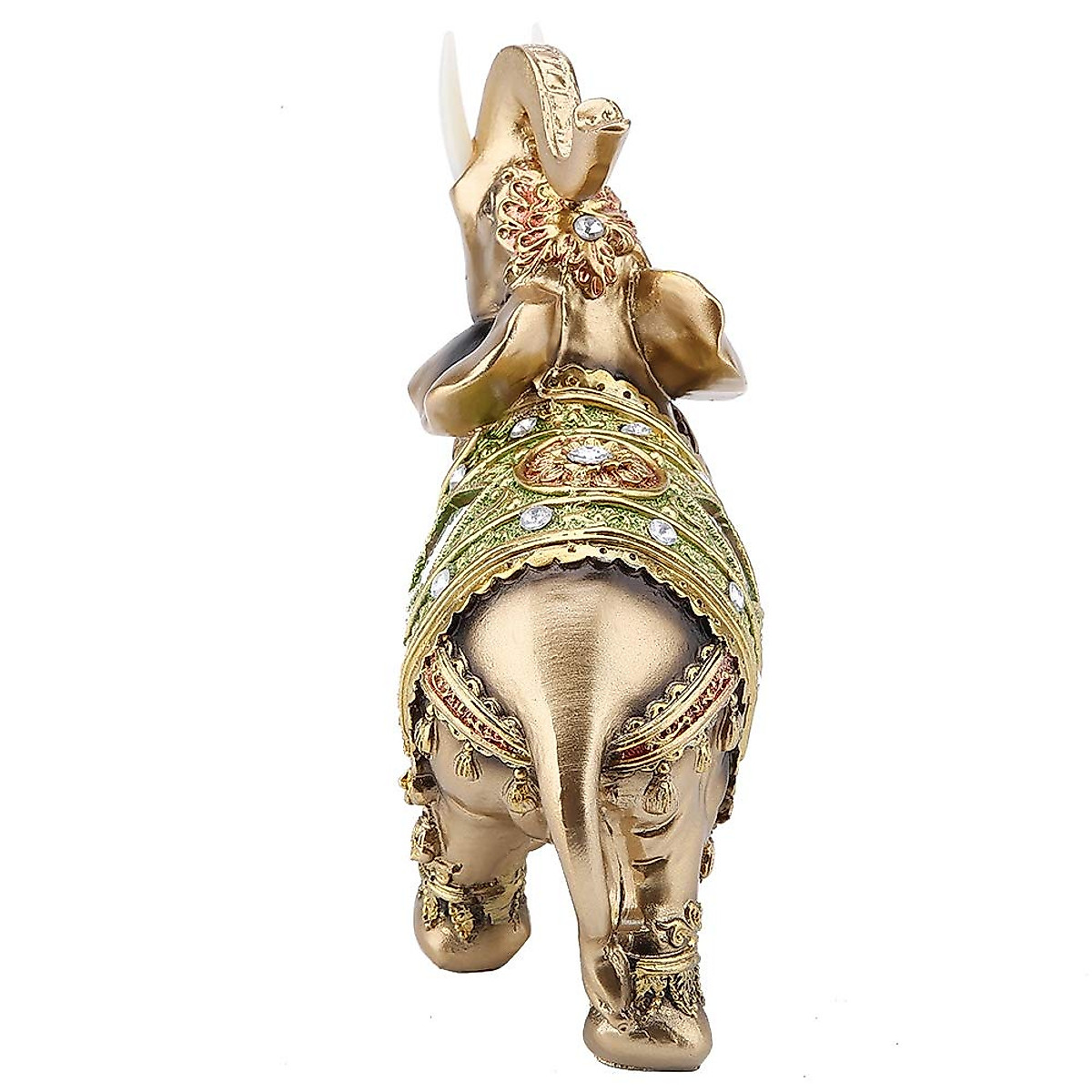 Green Elephant Lucky Feng Shui Statue Sculpture Chinese Feng Shui Wealth Lucky Elephant Figurine for Home Office Decoration Good Lucky Gift(M)