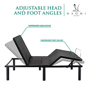 Naomi Home Full Adjustable Base 15" Full Adjustable Bed Frame with Remote Base de Cama Full Size Adjustable Bed Frame Black Full Size Bed with 7 Positions Foldable Electric Adjustable Beds