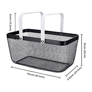 IBERG Metal Wire Basket with Handles Multi-Functional Hanging Basket - Solutions for Kitchen, Garden and More (Black)