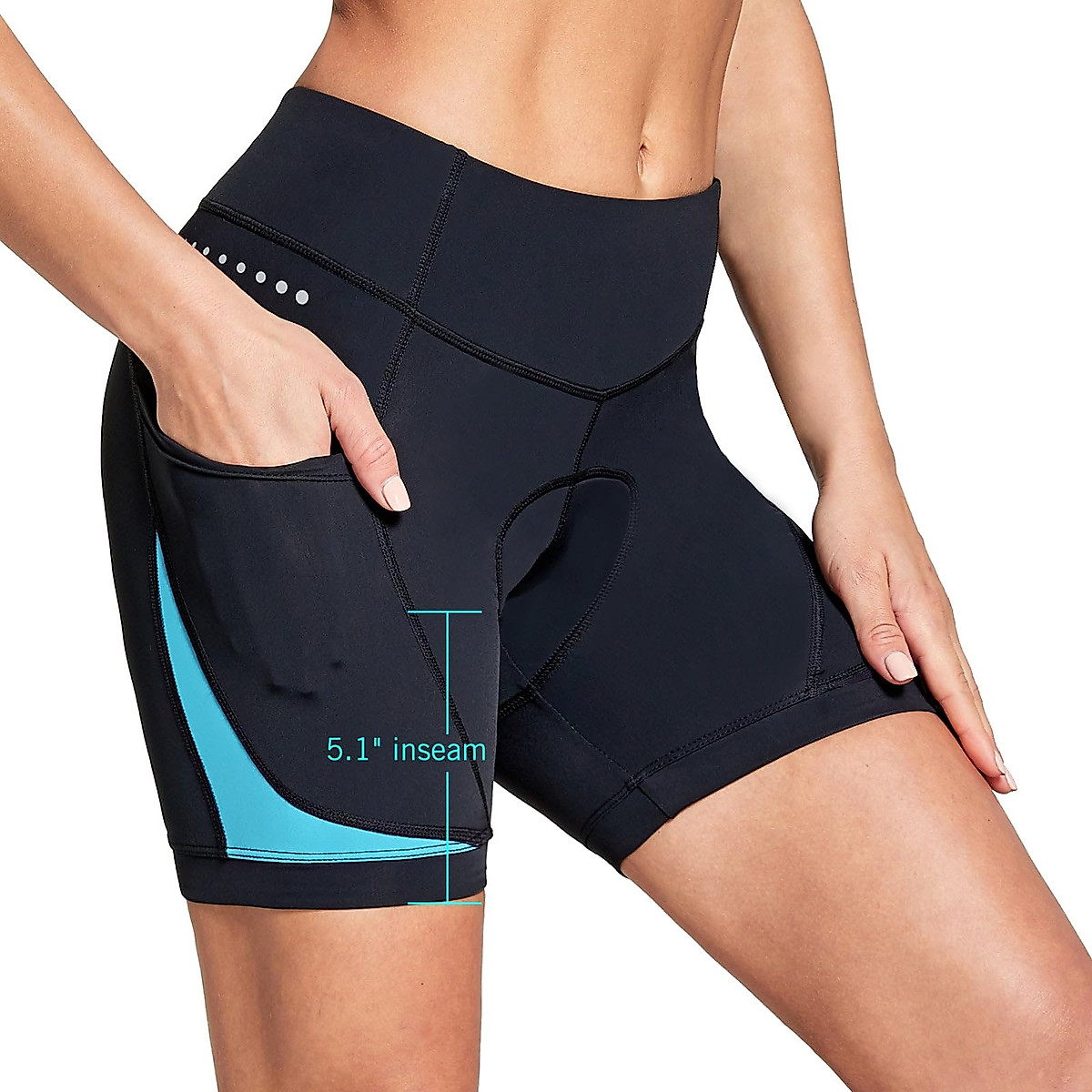 BALEAF 4D Padded Bike Shorts Women Cycling Underwear Gel Padding Pockets Blue L