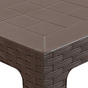 Sunnydaze 18-Inch Square Indoor/Outdoor Plastic Side Table - Set of 2 Tables - Brown